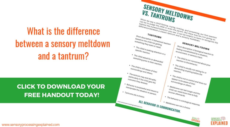 Sensory Meltdowns vs. Tantrums - Free Download - Sensory Processing ...